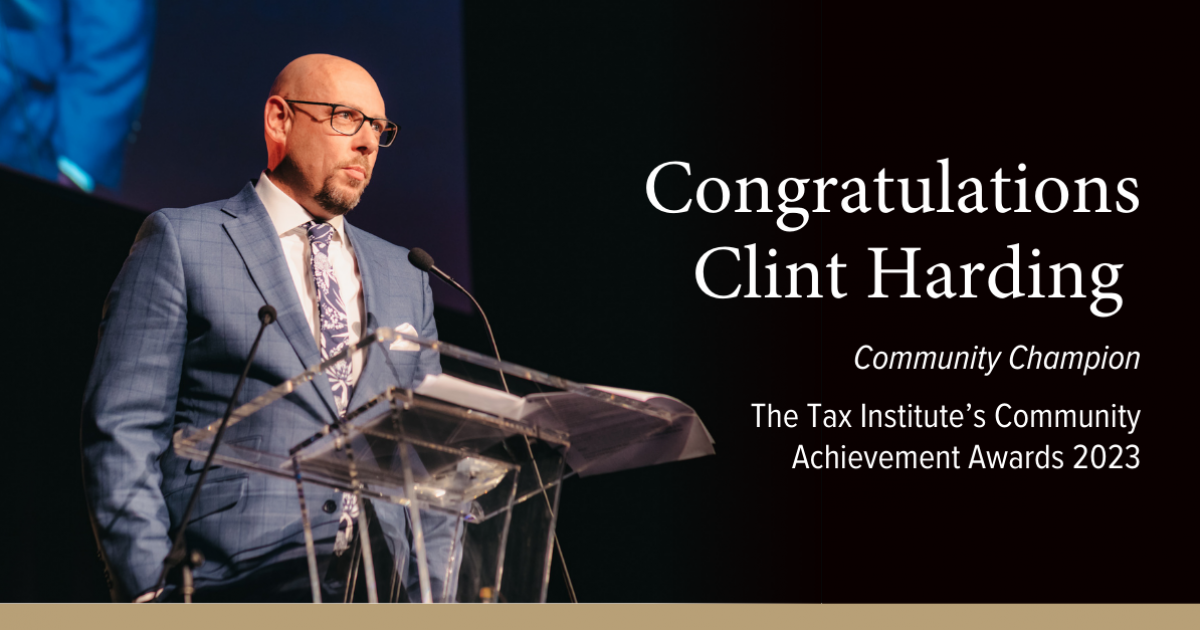 Clint Harding recognised with prestigious award for services to the tax profession