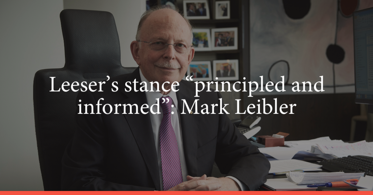 Leeser’s stance “principled and informed”: Mark Leibler